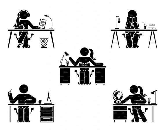 School College Office Work Stick Figure Woman Man Boy Girl - Etsy