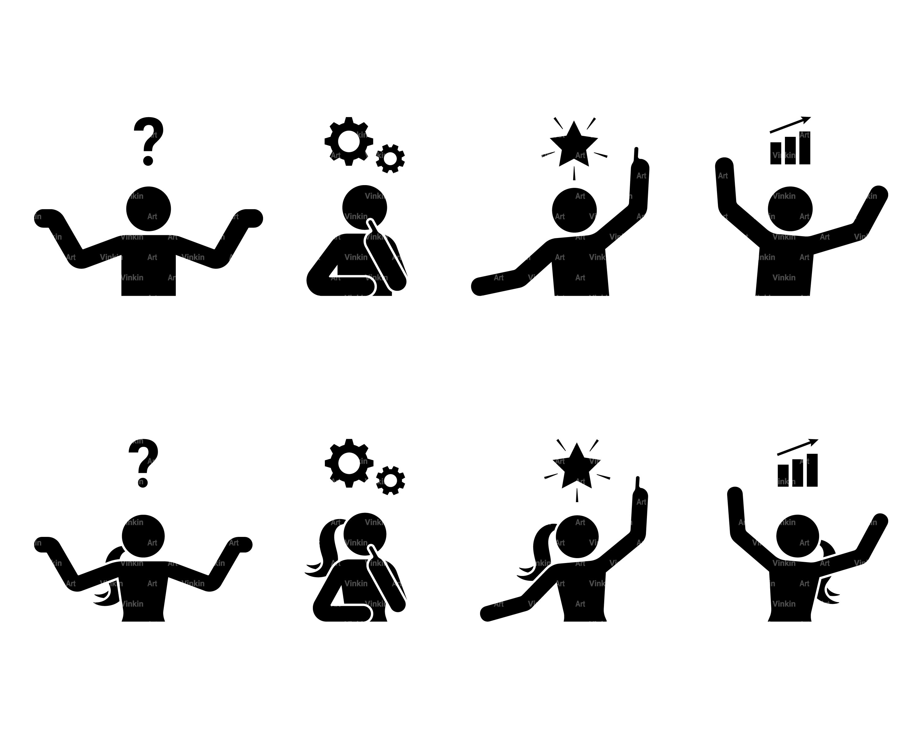 Stick Figure Man Woman Problem Solution Question Mark Creative Idea ...