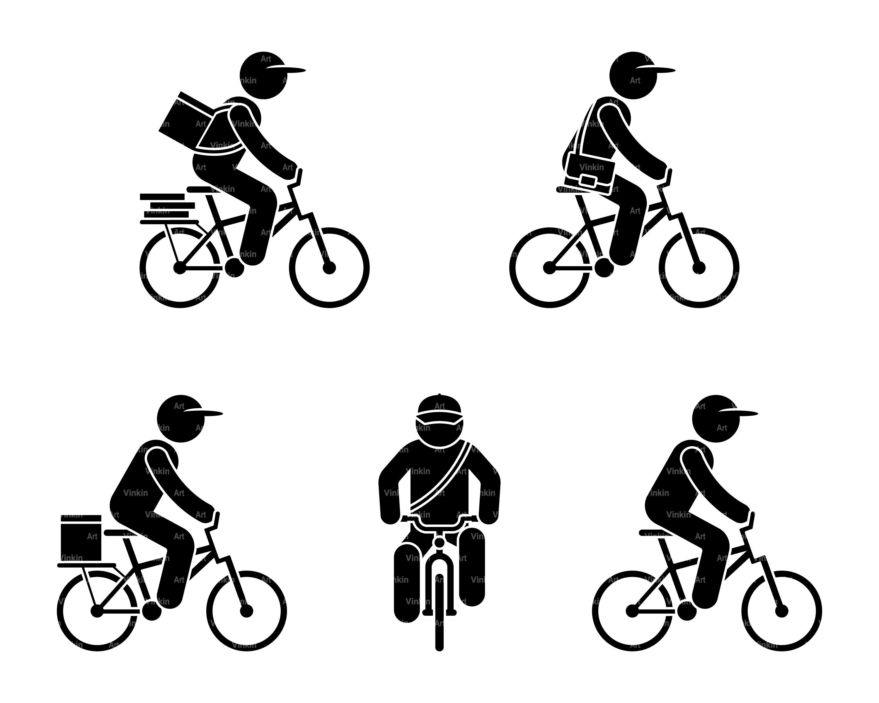 Riding Bike Delivery Stick Figure Man People Person Fast Service ...