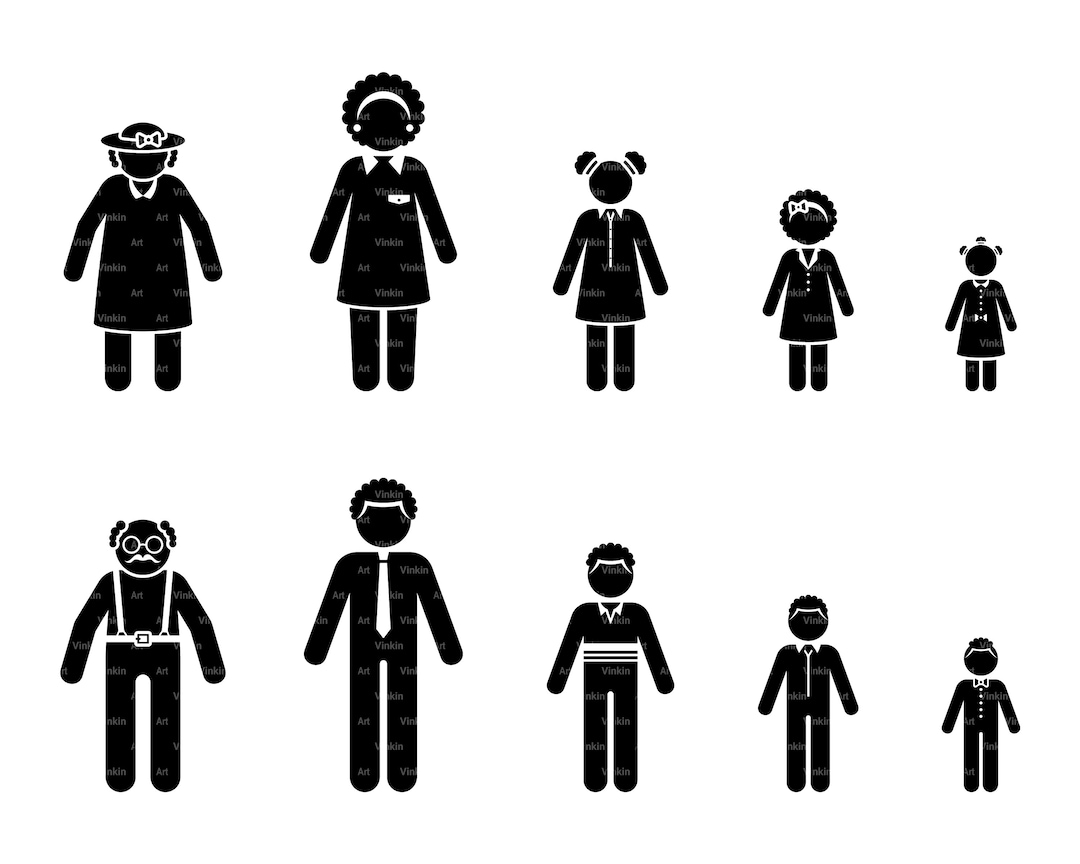 Stick Figure Grandfather Man Grandmother Woman Teen Child Kid Stickman ...
