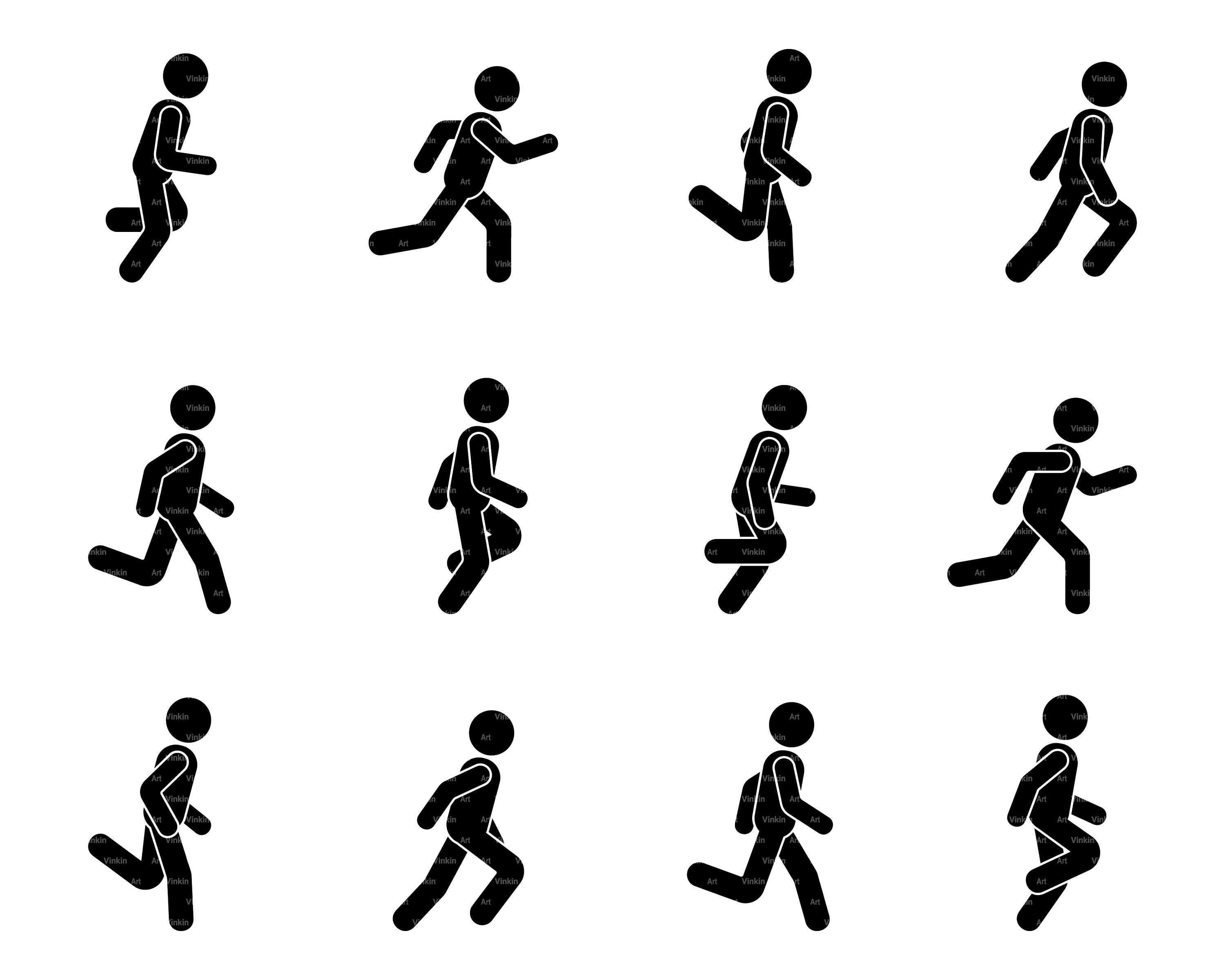 Running Stick Figure Man Person People Move Walk Step Run Sequence Icon