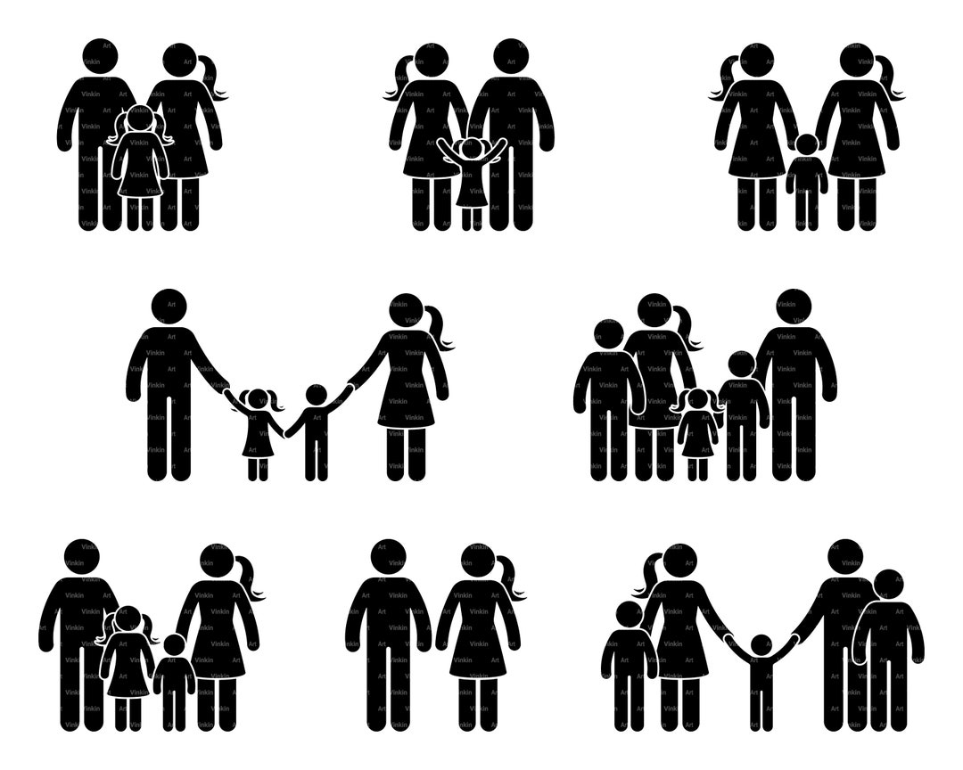 Stick Family Clip Art Mother Father Daughter Son Baby Children Stick ...