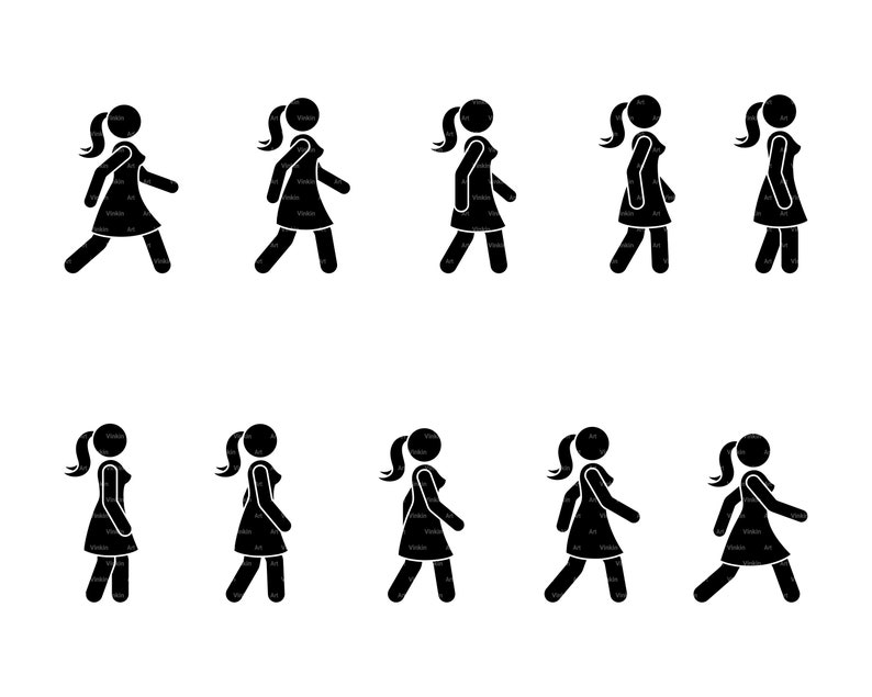 Walking Stick Figure Woman Female Person People Move Run Step Walk ...