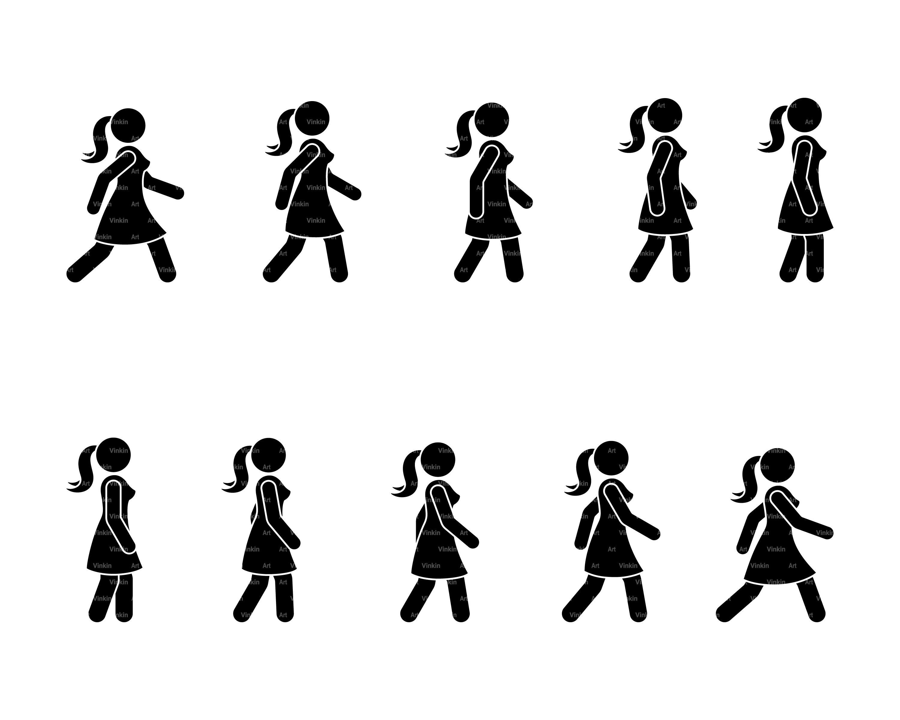 Walking Stick Figure Woman Female Person People Move Run Step Walk ...