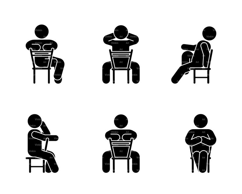 Sit on Chair Stick Figure Person People Stool Seated Man Stickman ...