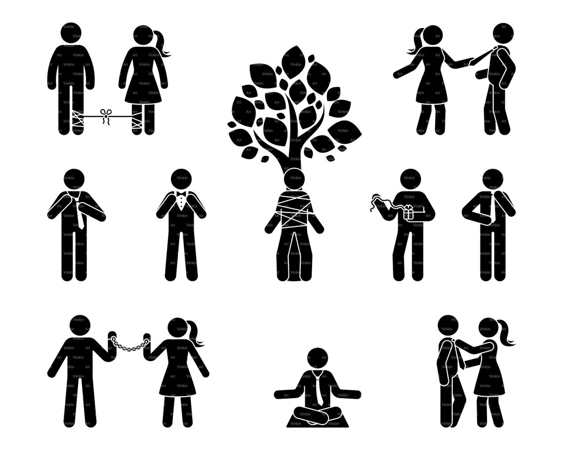Stick Figure Man Woman Connected Tied up Bound Trapped Stressed ...