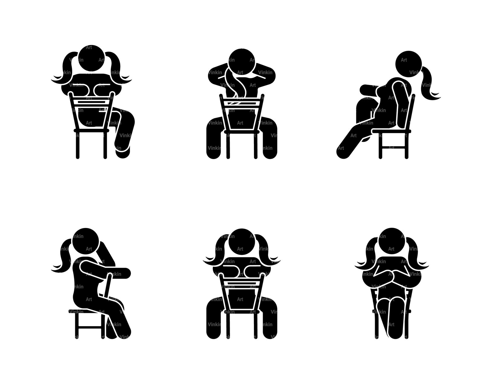 Sit on Chair Stick Figure Person People Stool Seated Woman Stick Girl ...