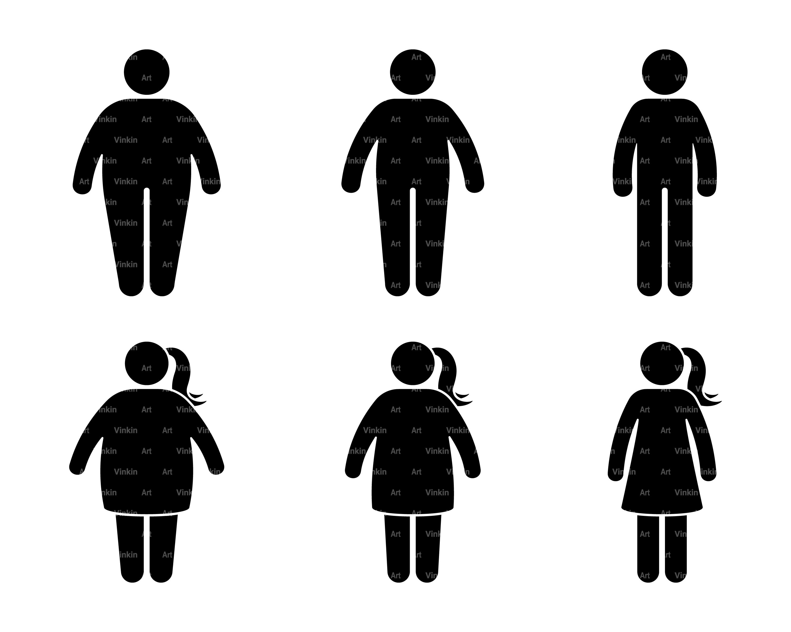 Overweight Slim Thin Normal People Man Woman Stick Figure Big Person ...