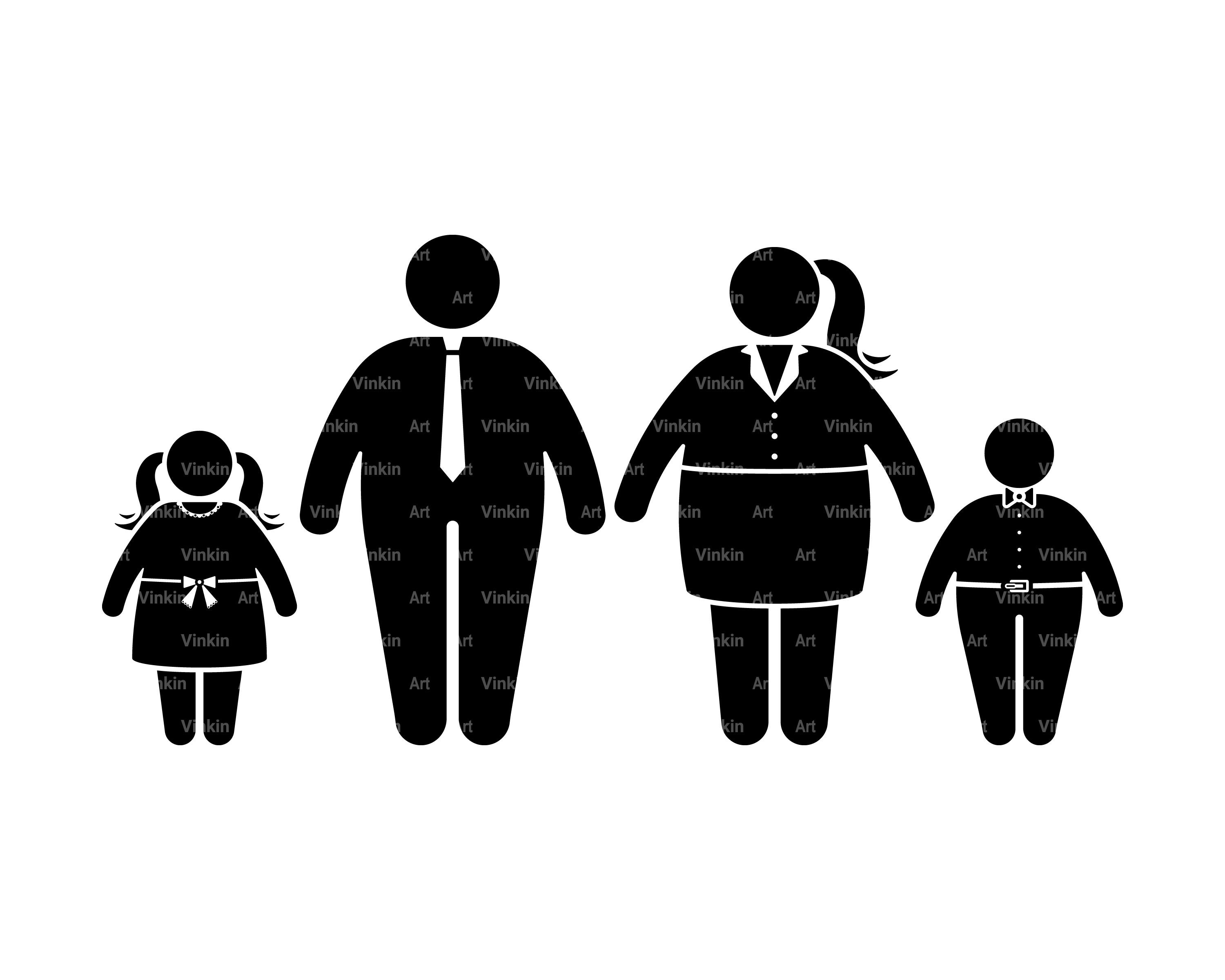 Obese Stick Figure Family Clip Art Overweight Man Woman People Kid ...