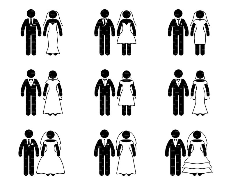 Wedding Bride Groom Stick Figure Man Woman Couple Person People ...