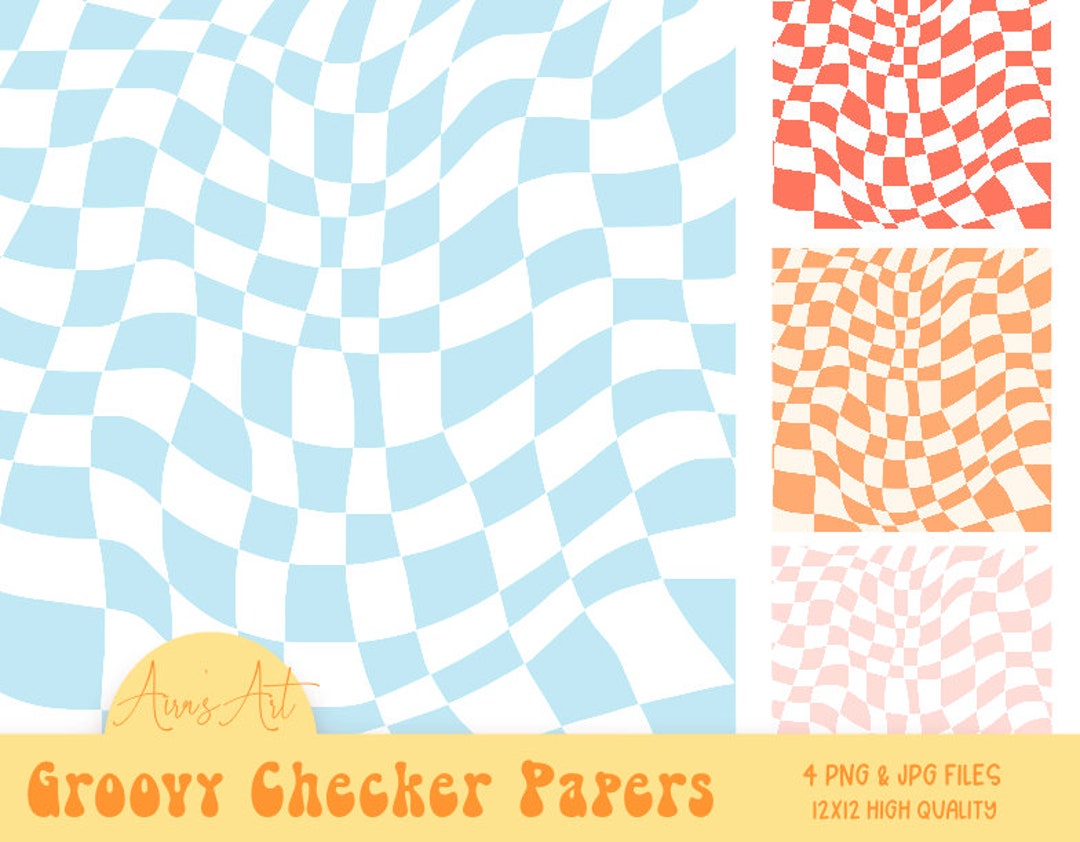 Funky Checker Paper 70s Pattern Digital Paper Digital Checkered Paper ...