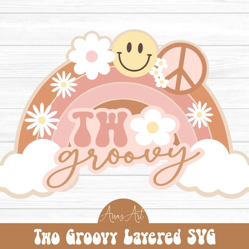 Two Groovy SVG PNG File Clipart Colored and Black and White - Etsy Denmark