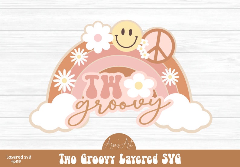 Two Groovy SVG PNG File Clipart Colored and Black and White - Etsy India