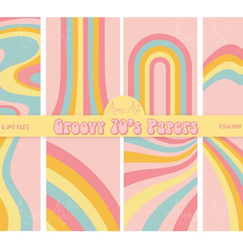 Retro Groovy Paper Patterns Sun Rays Digital Paper Scrapbook - Etsy