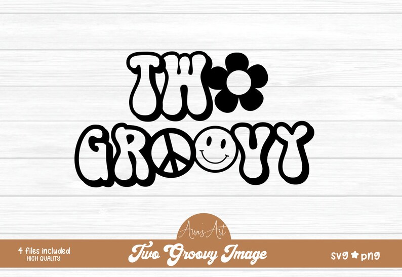 Two Groovy SVG PNG File Colored and Black and White - Etsy