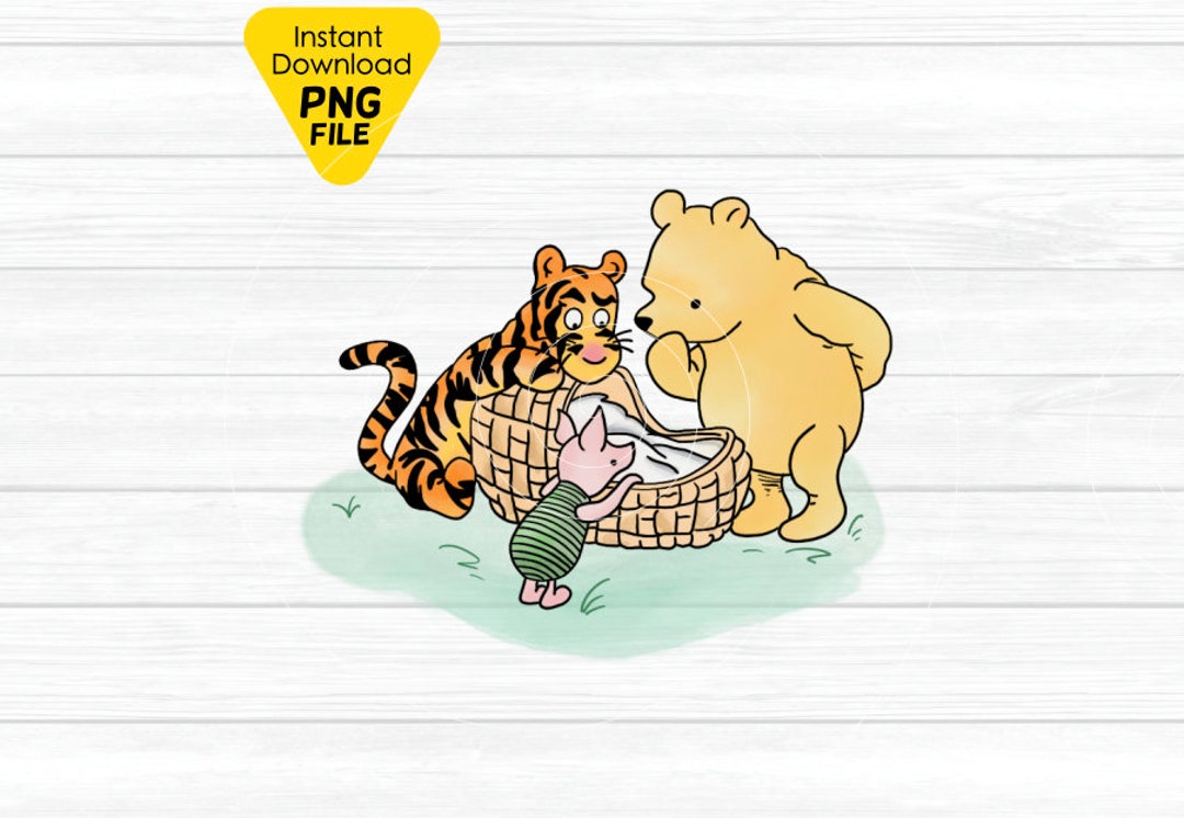 Winnie the Pooh Clipart Piglet Eeyore Tigger Images Balloon Baby Shower Nursery Png Digital ...