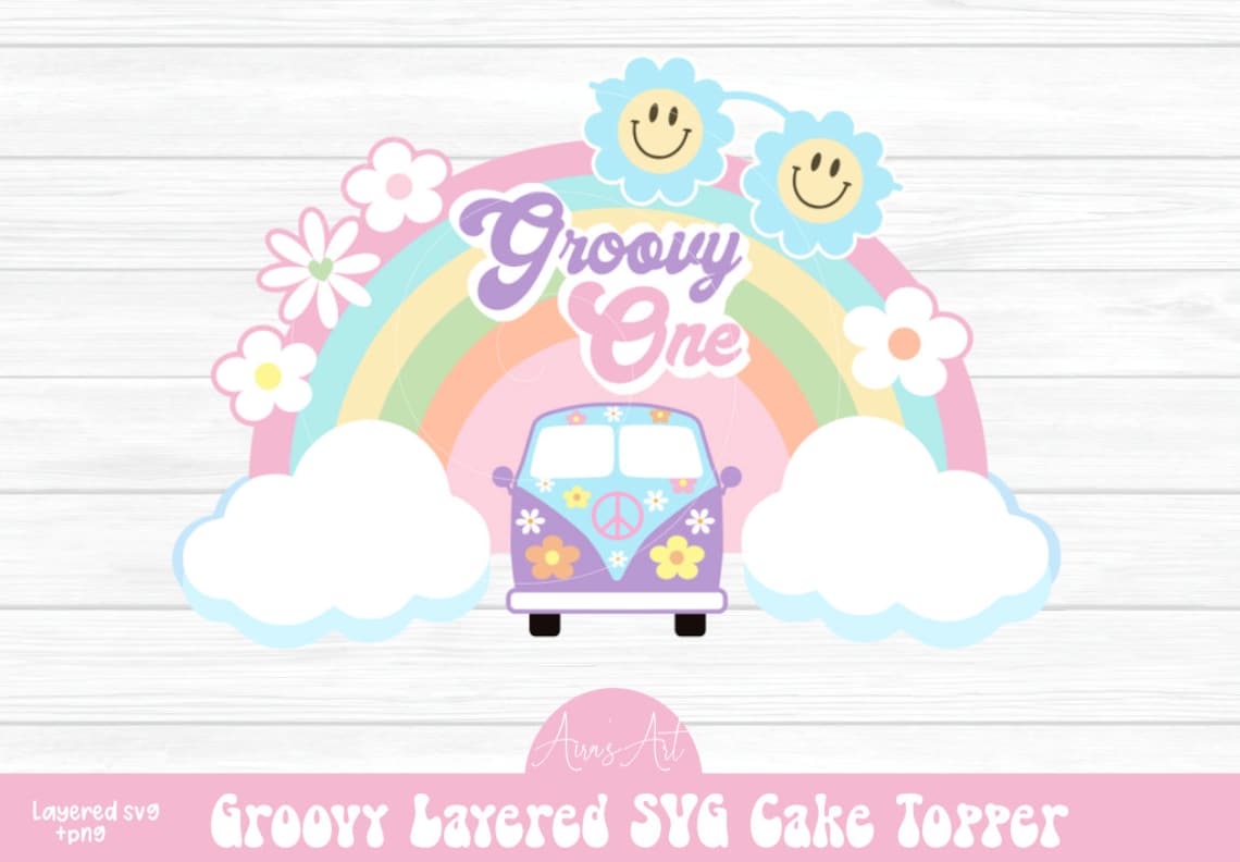 Groovy One SVG PNG File Clipart Pastel Sublimation Cricut - Etsy