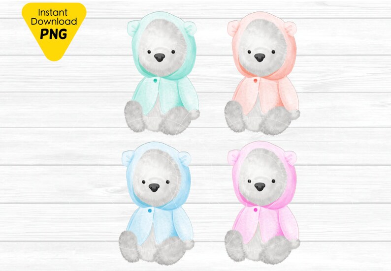 Bundle Polar Bears in Hoody Hood Teddy Bearly Wait Baby Shower - Etsy