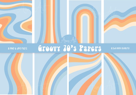 Retro Groovy Paper Patterns Sun Rays Digital Paper Scrapbook - Etsy