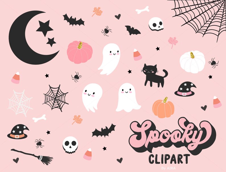 Halloween Clipart Fall Autumn Thanksgiving Clipart Ghost Witch - Etsy