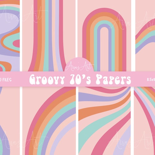 Retro Groovy Paper Patterns Sun Rays Digital Paper Scrapbook - Etsy