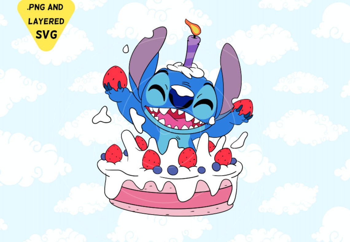 Birthday Stitch Layered Svg Cake Clipart Image Lilo Movie - Etsy France