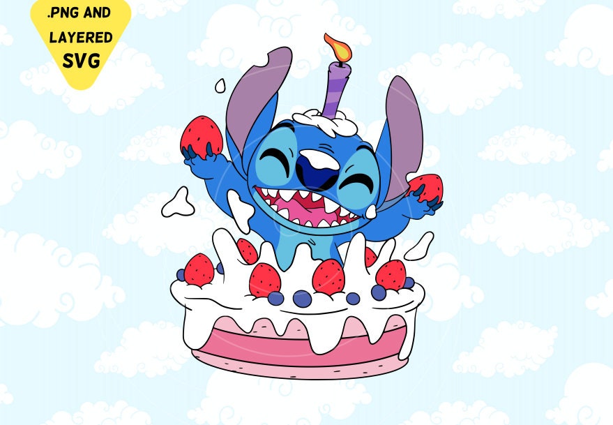 Stitch With Cake Svg - Etsy