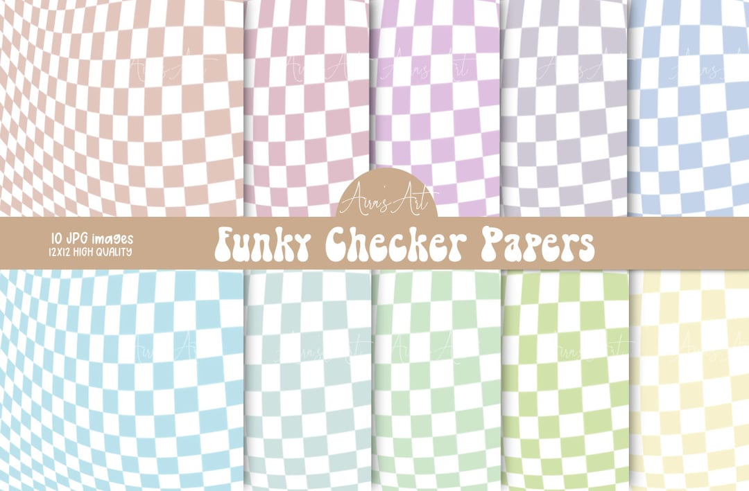 Funky Checker Paper 70s Pattern Digital Paper Digital Checkered Paper ...