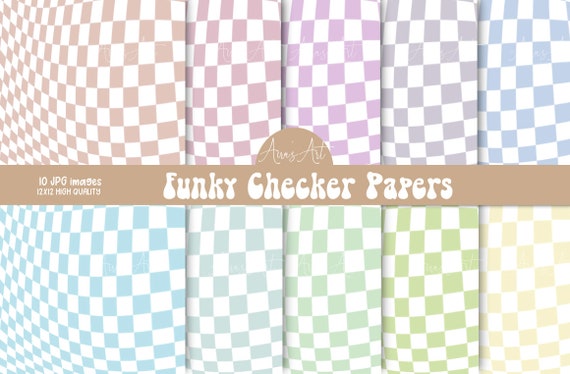 Funky Checker Paper 70s Pattern Digital Paper Digital - Etsy