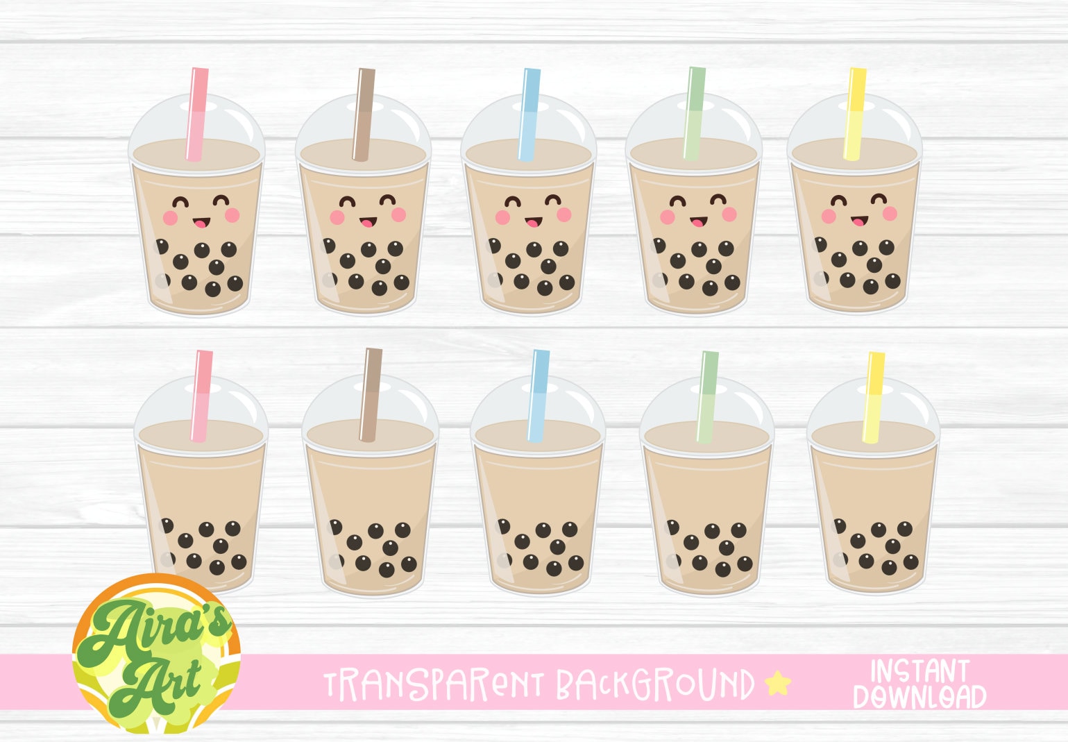 Boba Milk Tea Bubble Tea Clipart Sticker Sublimation Cricut | Etsy