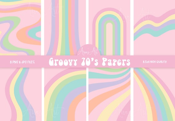 Retro Groovy Paper Patterns Pastel Digital Paper Scrapbook - Etsy