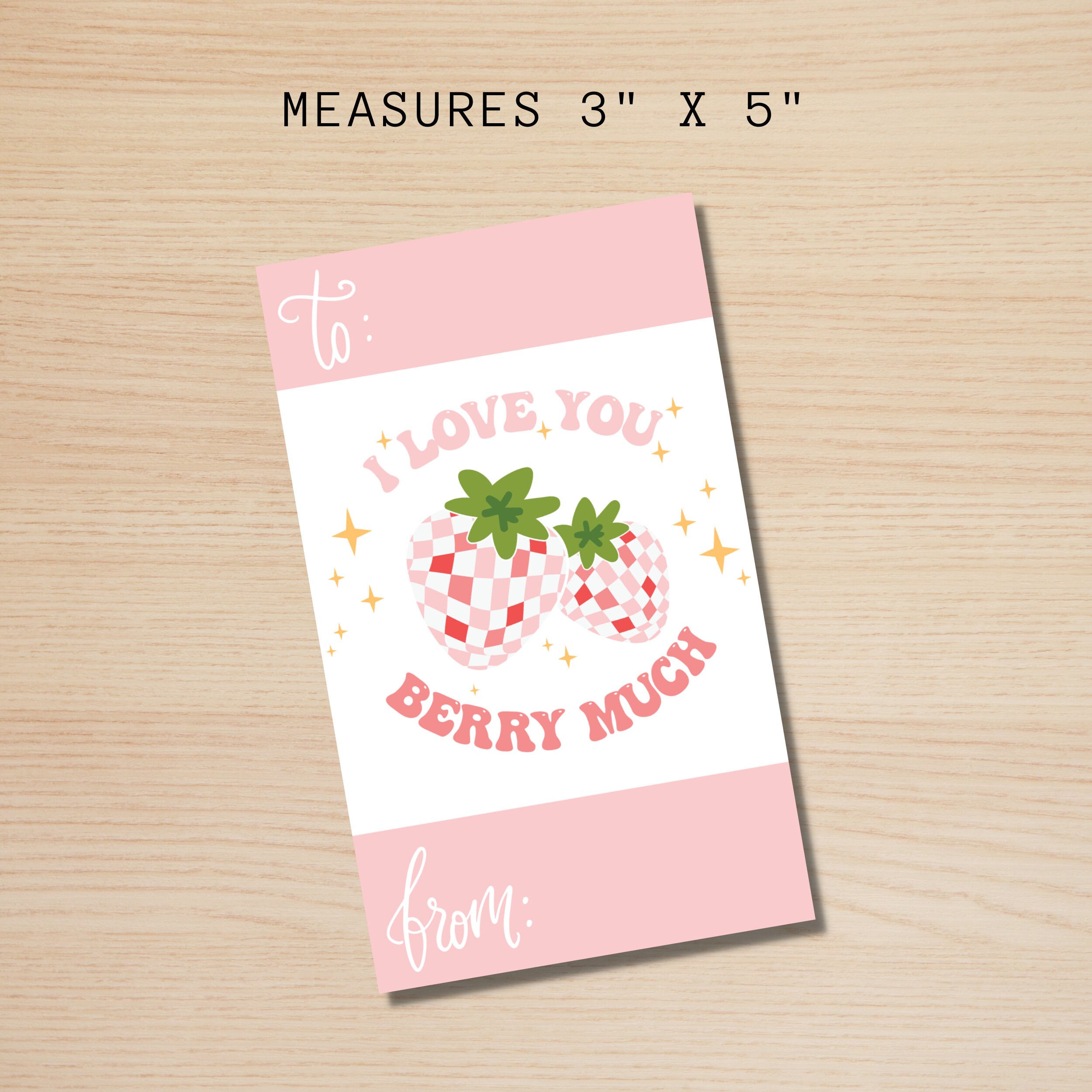 Printable Valentine Card, I Love You Berry Much Card, Valentine Mini ...