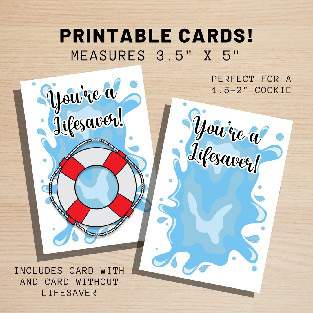 You're A Lifesaver Tag, 3.5 X 5 Inch Nurse Appreciation Card - Etsy