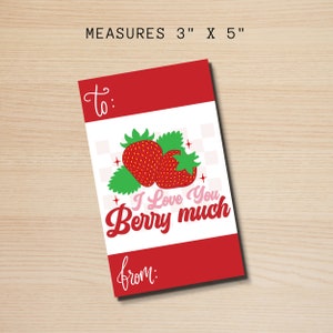 Printable Valentine Card, I Love You Berry Much Card, Valentine Mini ...