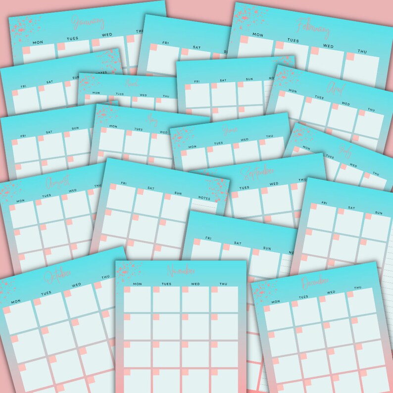 Undated Monthly Planner Printable, Widespread Calendar, Month at a ...