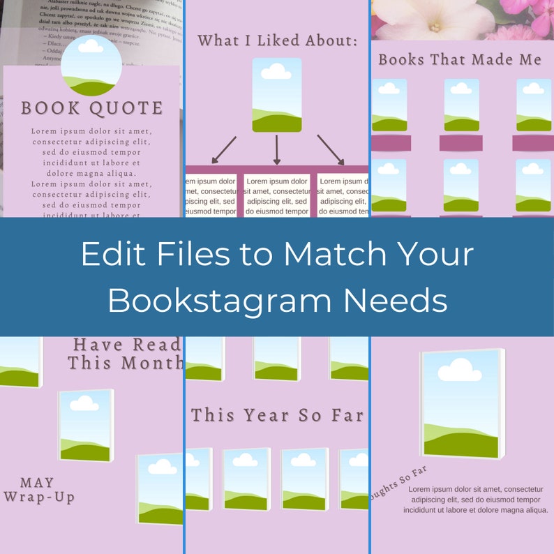 60 Bookstagram Posts Templates for Instagram, Perfect for Book ...