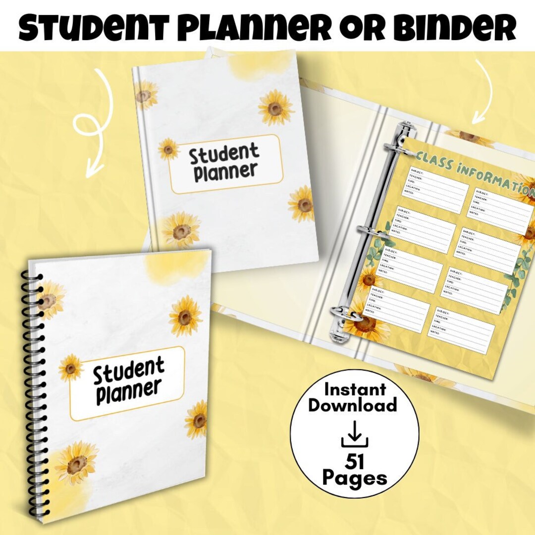 Printable Student Planner, Printable Planner, School Planner, Academic ...