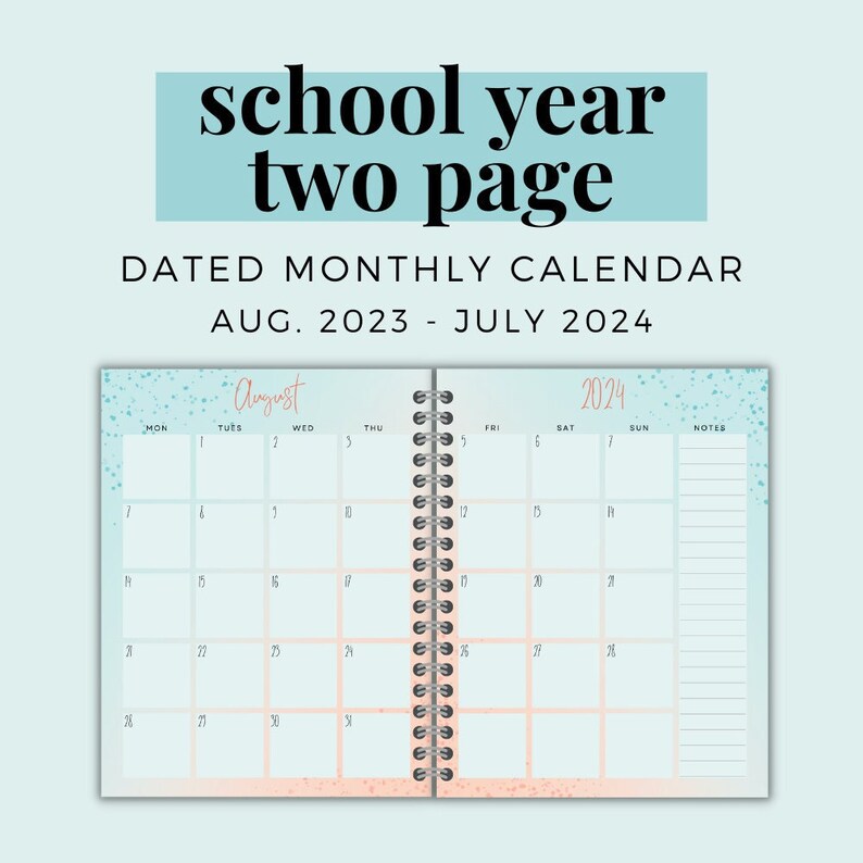 2023-2024 School Year Calendar Printable, Editable Kids Calendar, 12 ...