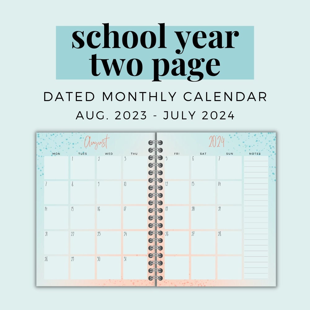 2023-2024 School Year Calendar Printable, Editable Kids Calendar, 12 ...
