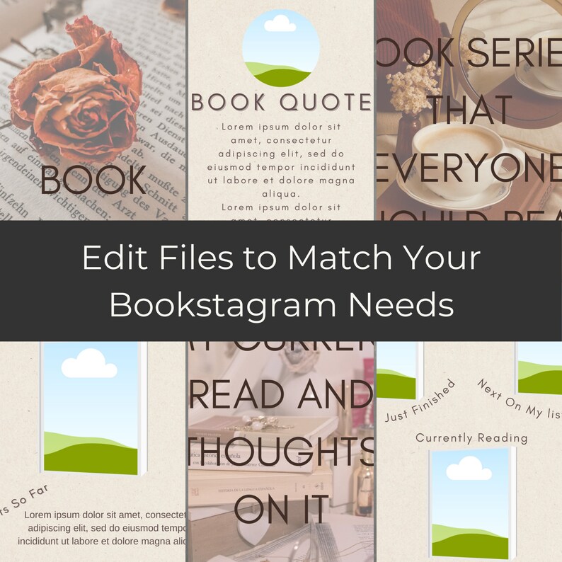 90 Bookstagram Templates Aesthetic Book Theme, Perfect for Book ...