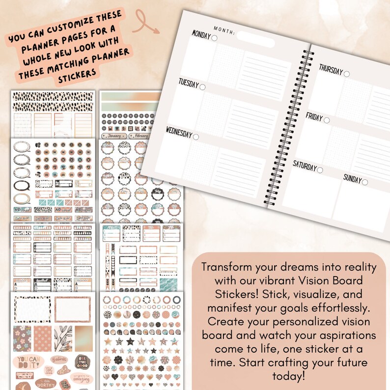 Ultimate Vision Board Planner and Workbook Bundle/ Printable Planner ...