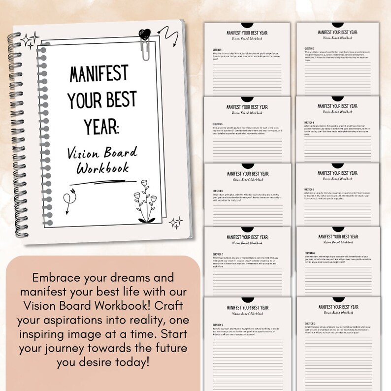 Ultimate Vision Board Planner and Workbook Bundle/ Printable Planner ...