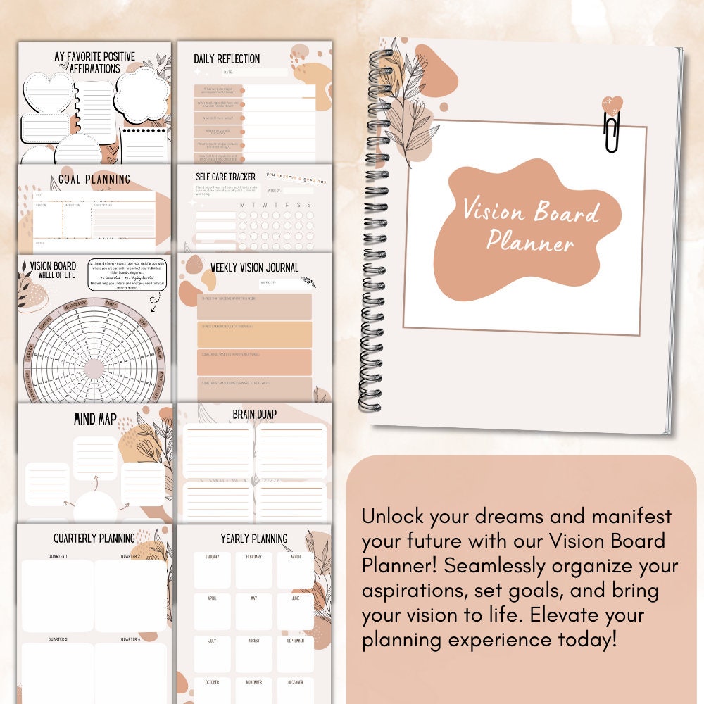 Ultimate Vision Board Planner and Workbook Bundle/ Printable Planner ...