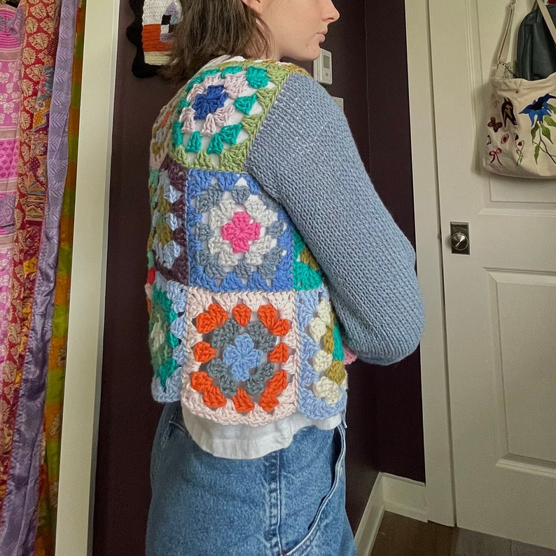 Patchwork Granny Square Cardigan - Slow Fashion Handmade With Scrap Yarn - Etsy