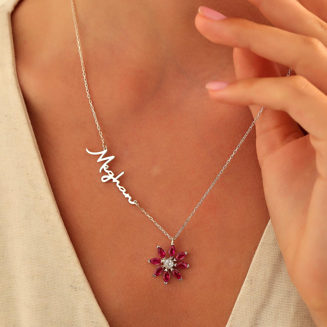 Personalized Alexandrite Birthstone Necklace• Birthstone Name Necklace ...
