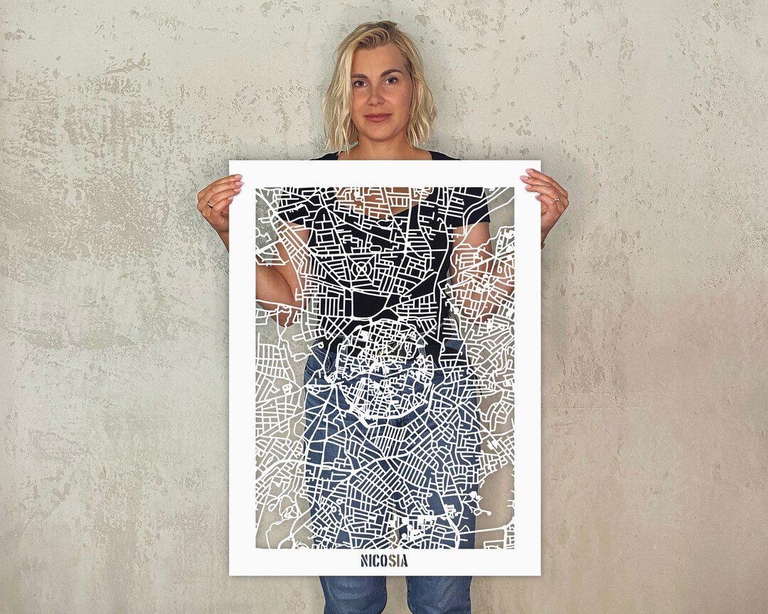 Custom Nicosia Cyprus Paper Map Cutout Artwork Personalized Etsy