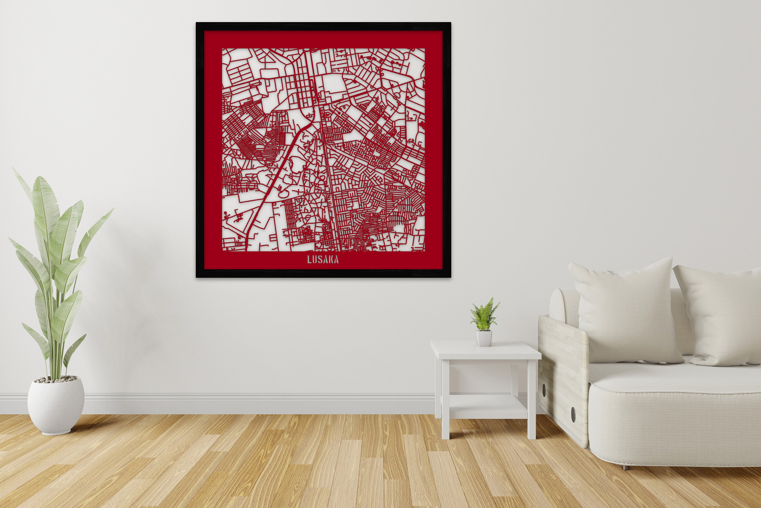 Custom Lusaka, Zambia Paper Map Cutout Artwork, Personalized LUXURY ...