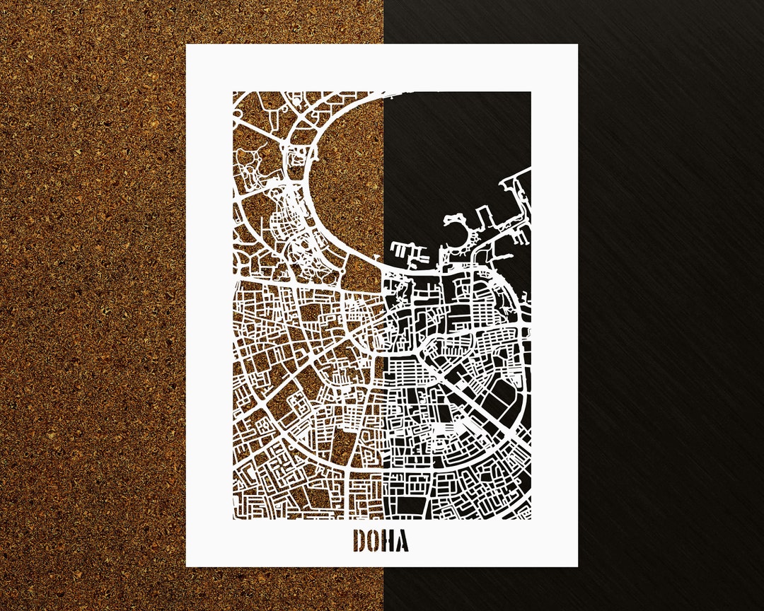Doha Qatar Paper Map Cutout Artwork Personalized LUXURY Gift - Etsy