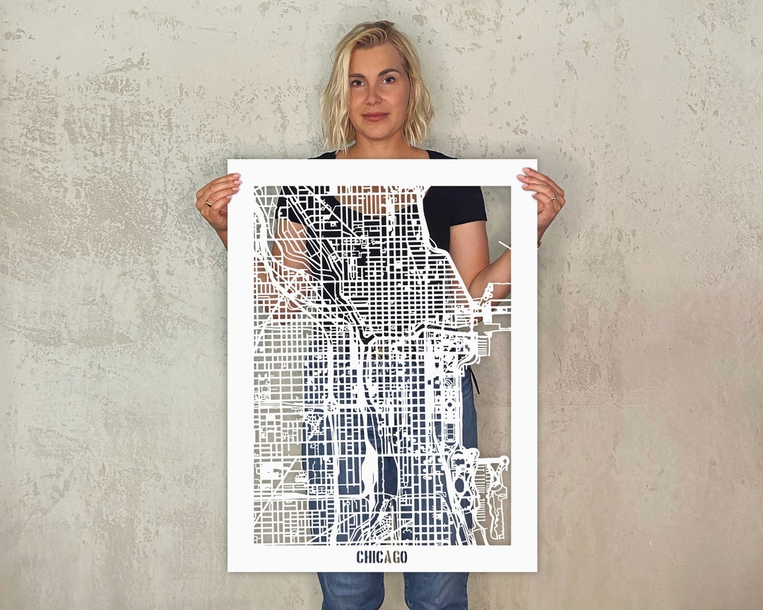 Custom Chicago USA Paper Map Cutout Artwork Personalized - Etsy