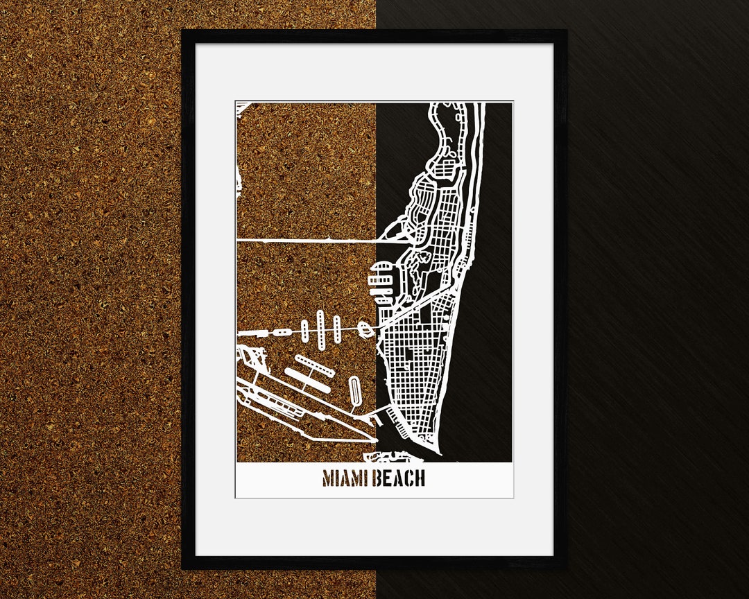Miami Beach USA Paper Map Cutout Artwork Personalized LUXURY - Etsy